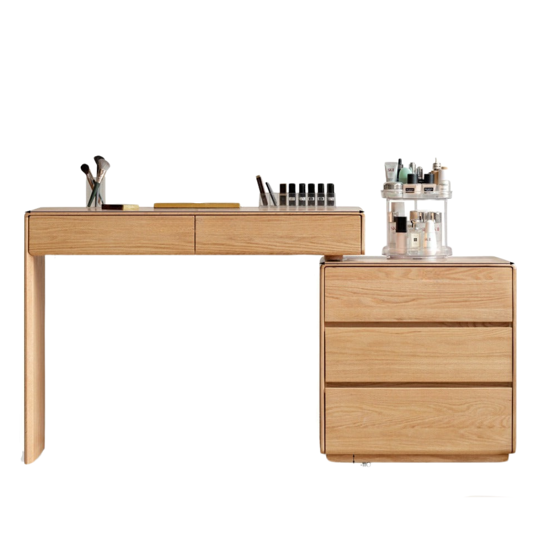 Oak solid wood dressing table storage cabinet retractable: