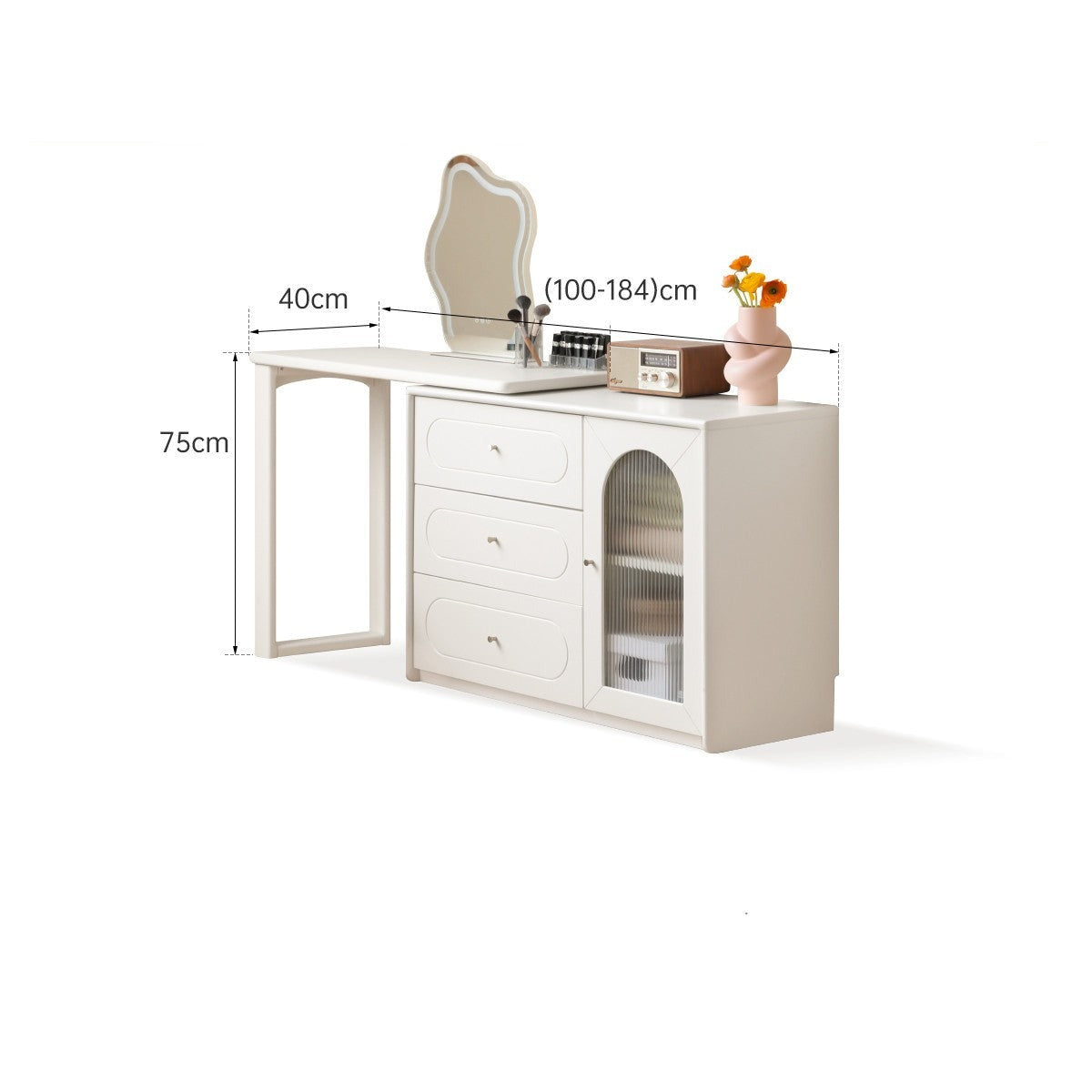 Poplar solid wood dressing table French cream style retractable: