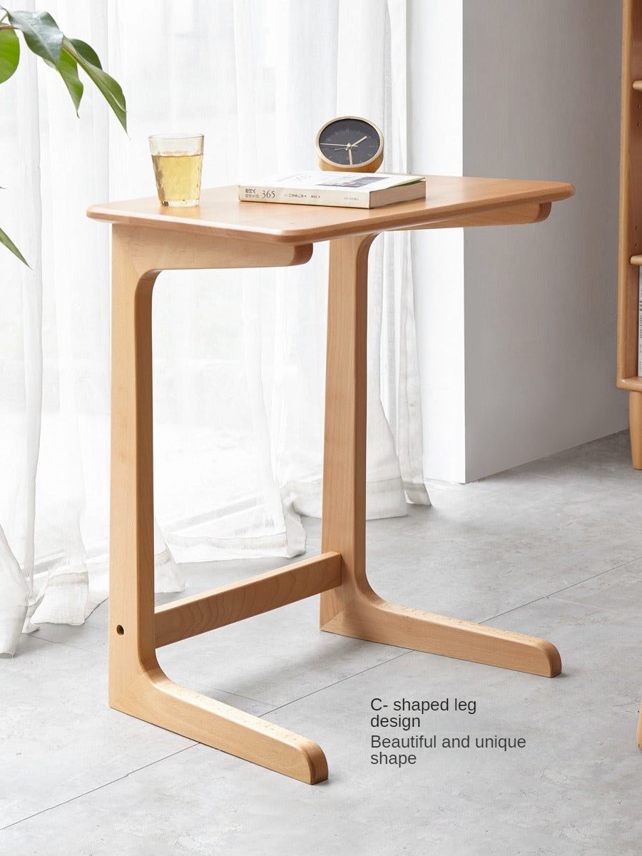 Oak Solid wood C-shaped side table-