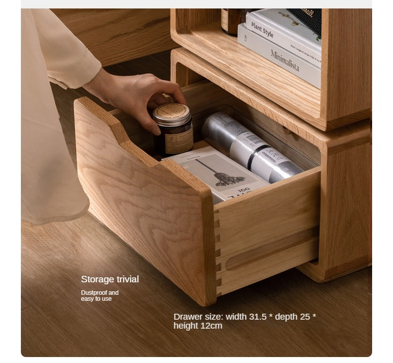 Oak Solid wood side table rotating bedside table.