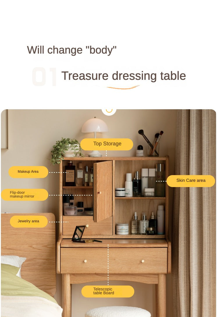 Oak solid wood Dressing table, makeup table:
