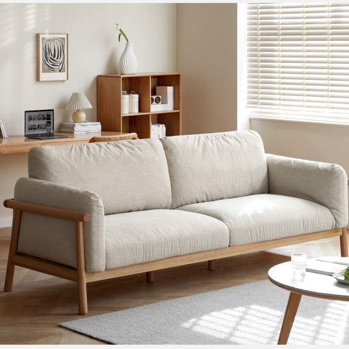 Oak solid wood fabric sofa)