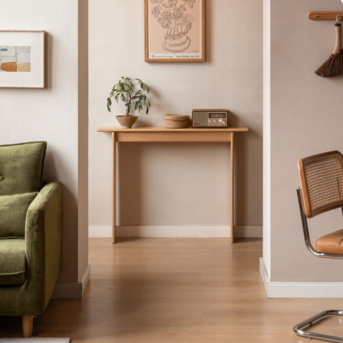 Oak solid wood entrance table corridor wall strip case ultra-narrow table: