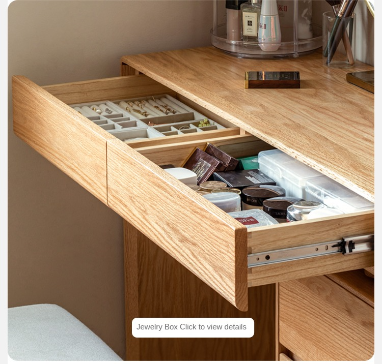 Oak solid wood dressing table storage cabinet retractable: