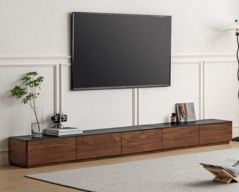 Black Walnut solid wood TV stand rock slab=