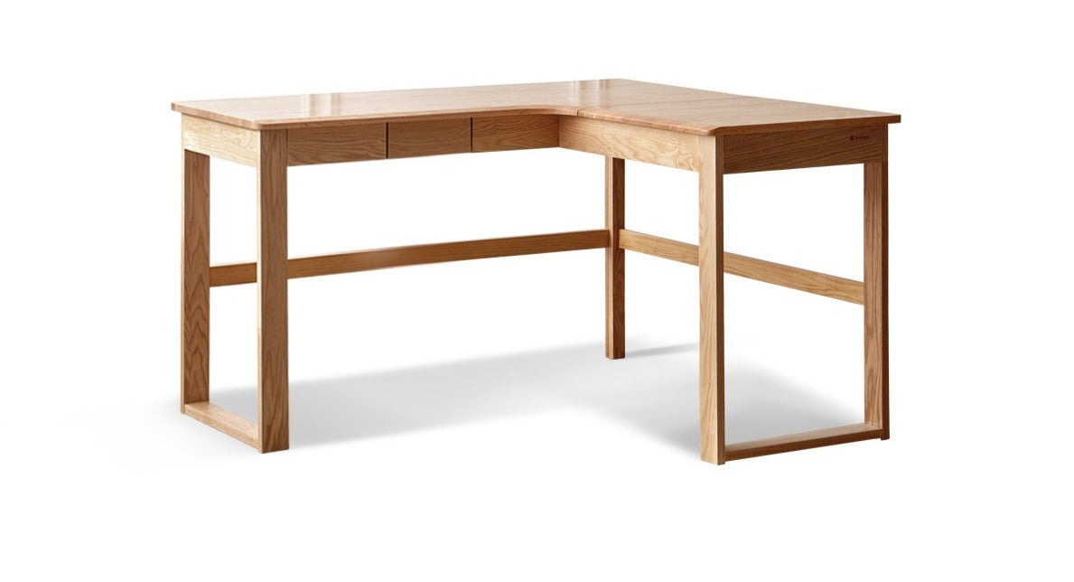 Oak solid wood Office desk with bookshelf