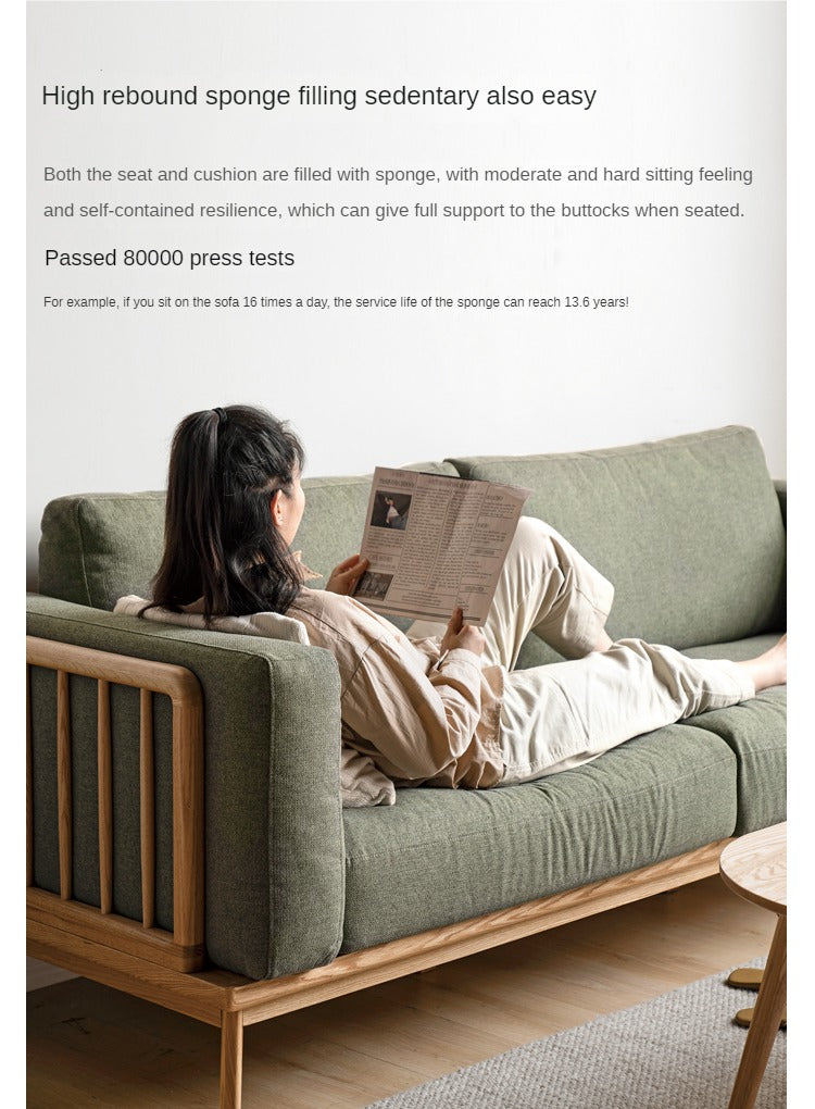 Oak Solid Wood Fabric Sofa)
