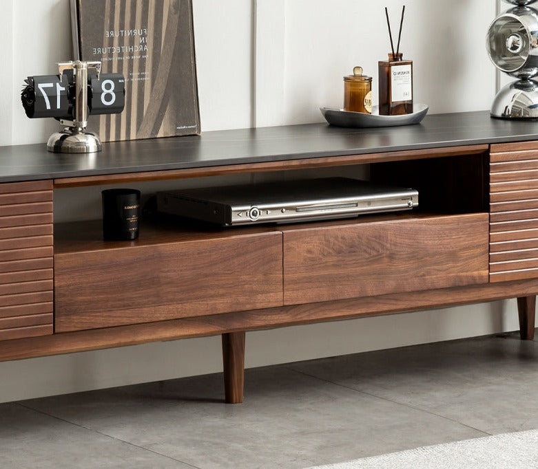 Black Walnut solid wood slate TV stand: