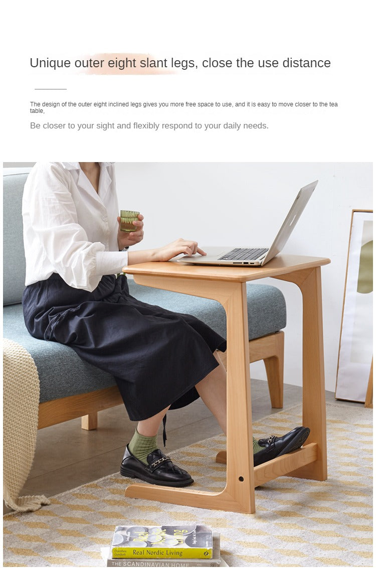 Oak Solid wood C-shaped side table-