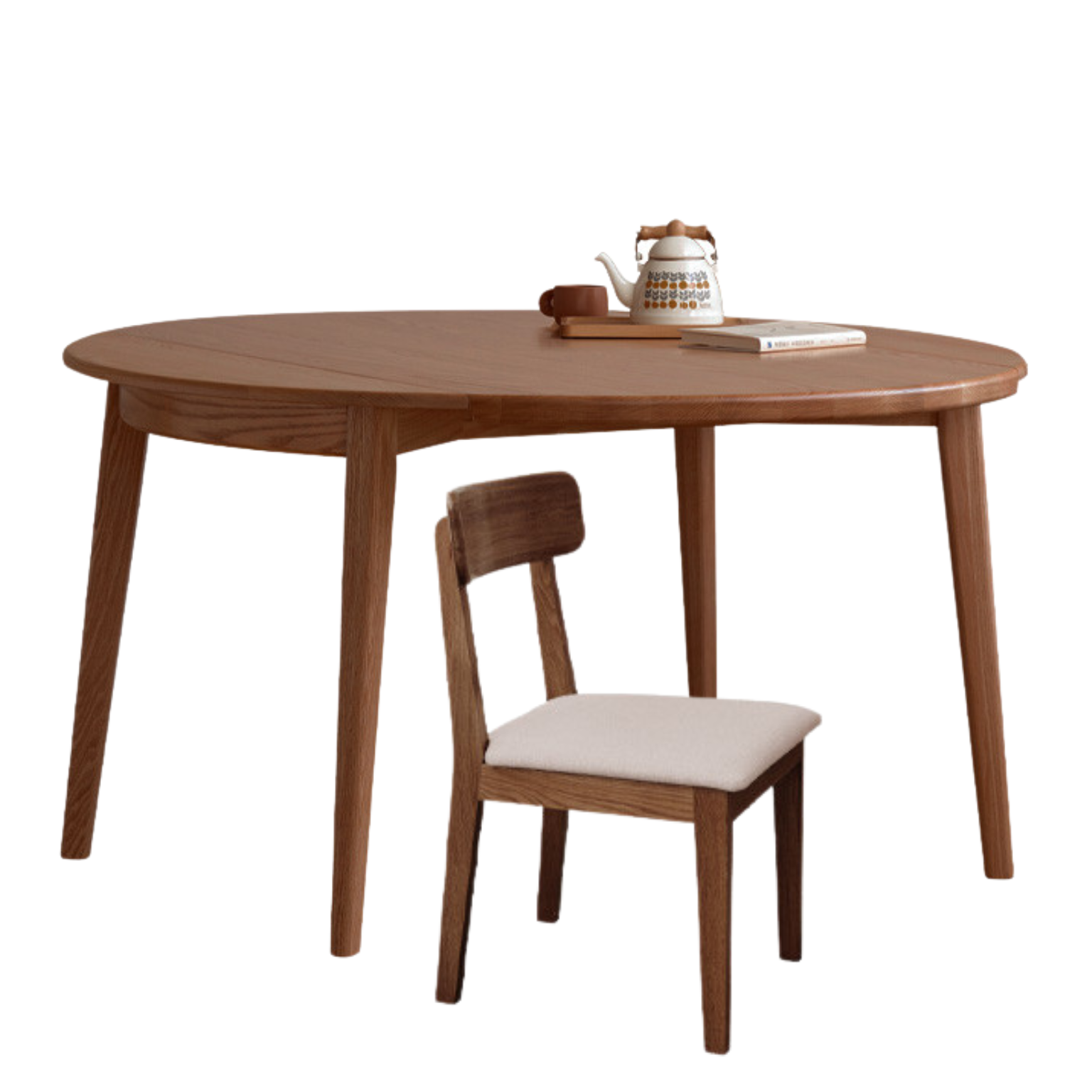 Oak solid wood folding round dining table