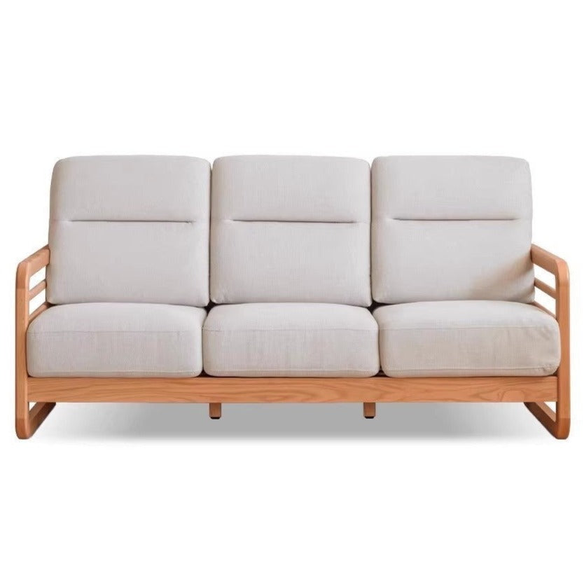 Oak Solid Wood Fabric Sofa)