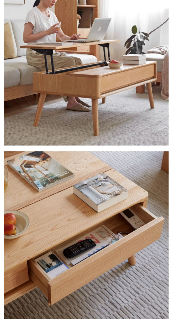 Oak solid wood Lifting Coffee Table