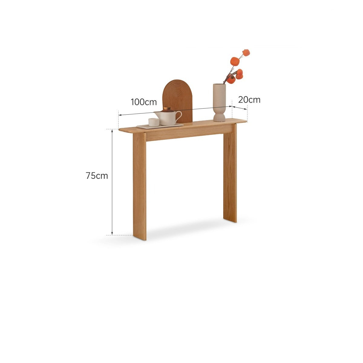 Oak solid wood entrance table corridor wall strip case ultra-narrow table:
