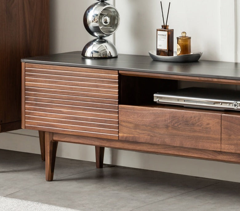 Black Walnut solid wood slate TV stand: