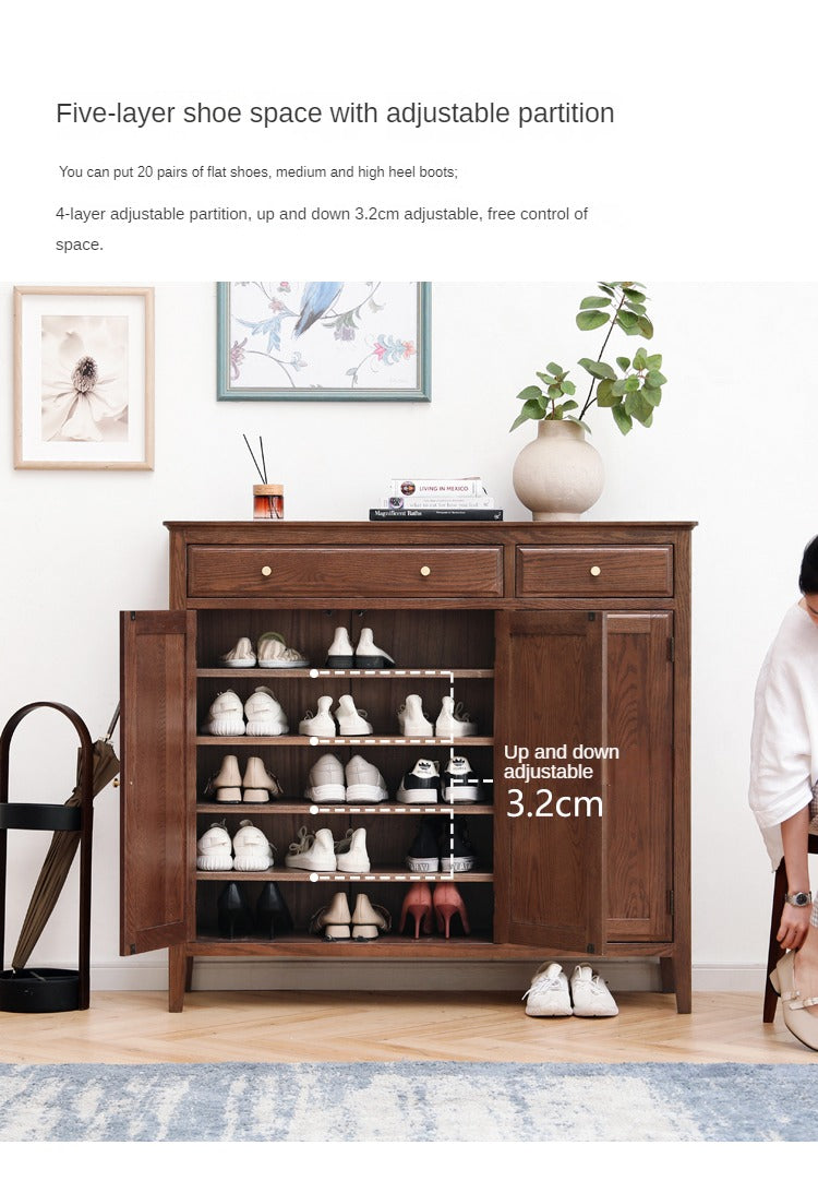 Oak solid wood shoe cabinet American style
