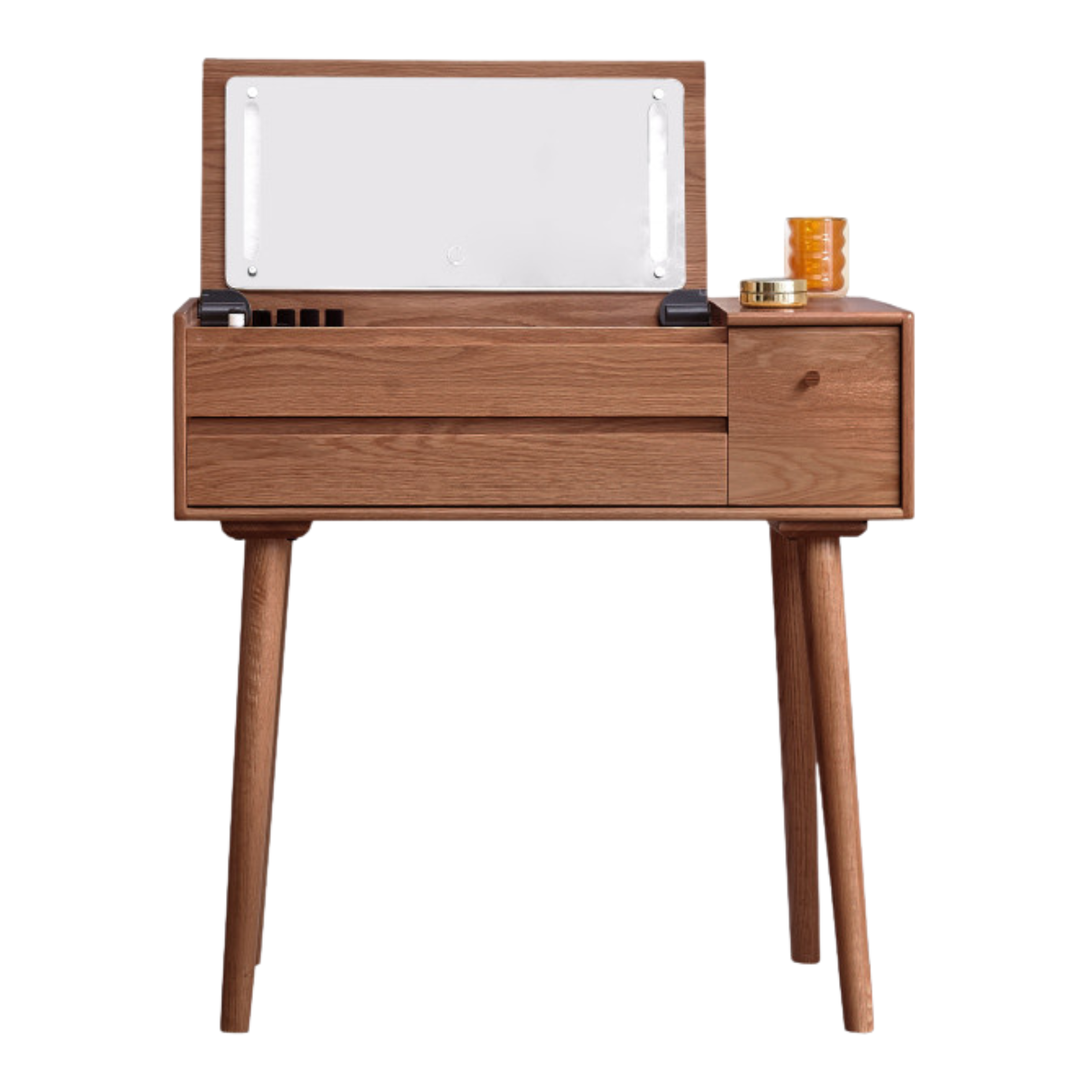 Oak solid wood Dressing table Mirror LED touch light: