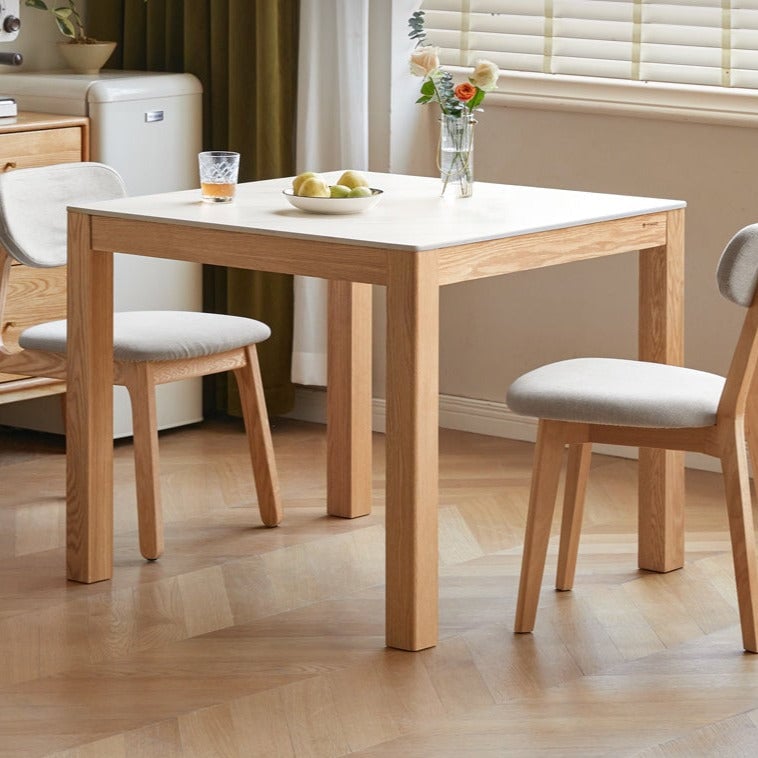 Oak Solid Wood Rock Plate Square Dining Table-