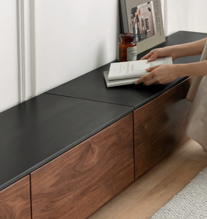 Black Walnut solid wood TV stand rock slab=