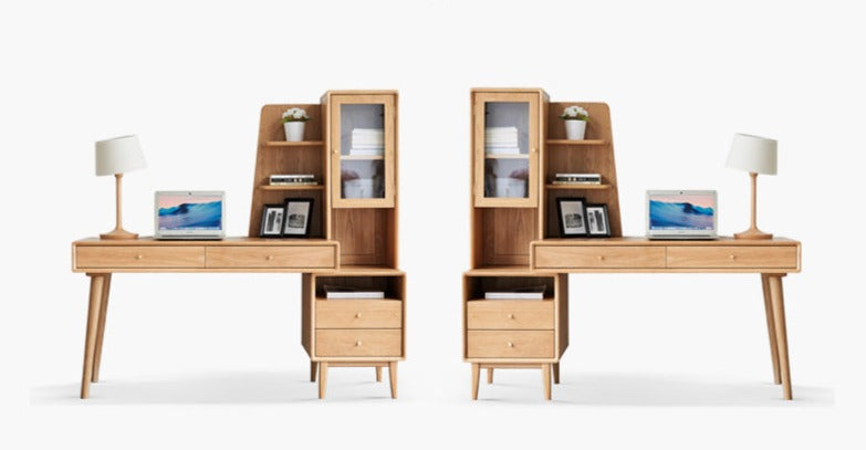 Oak solid wood Bookshelf and office desk combination