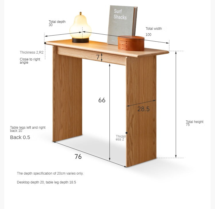 Oak solid wood entrance table corridor wall strip case ultra-narrow table: