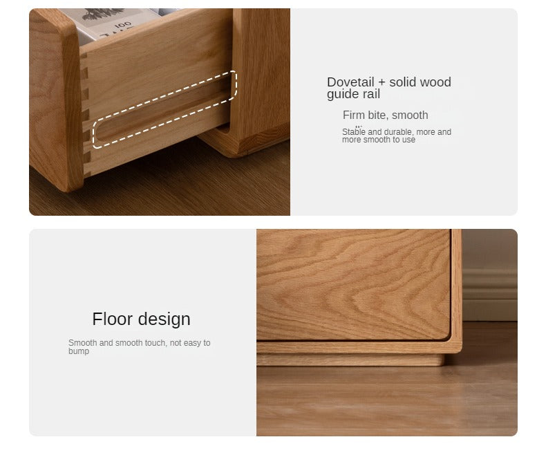 Oak Solid wood side table rotating bedside table.