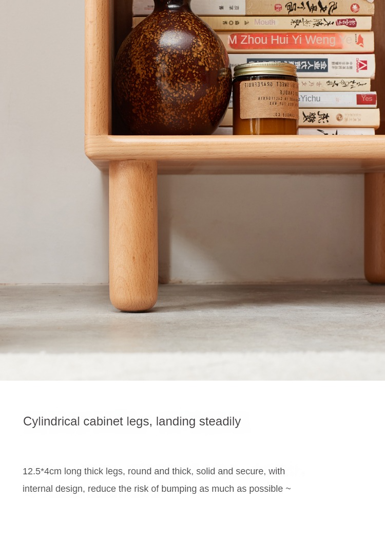 Beech solid wood Small bookshelf side cabinet-