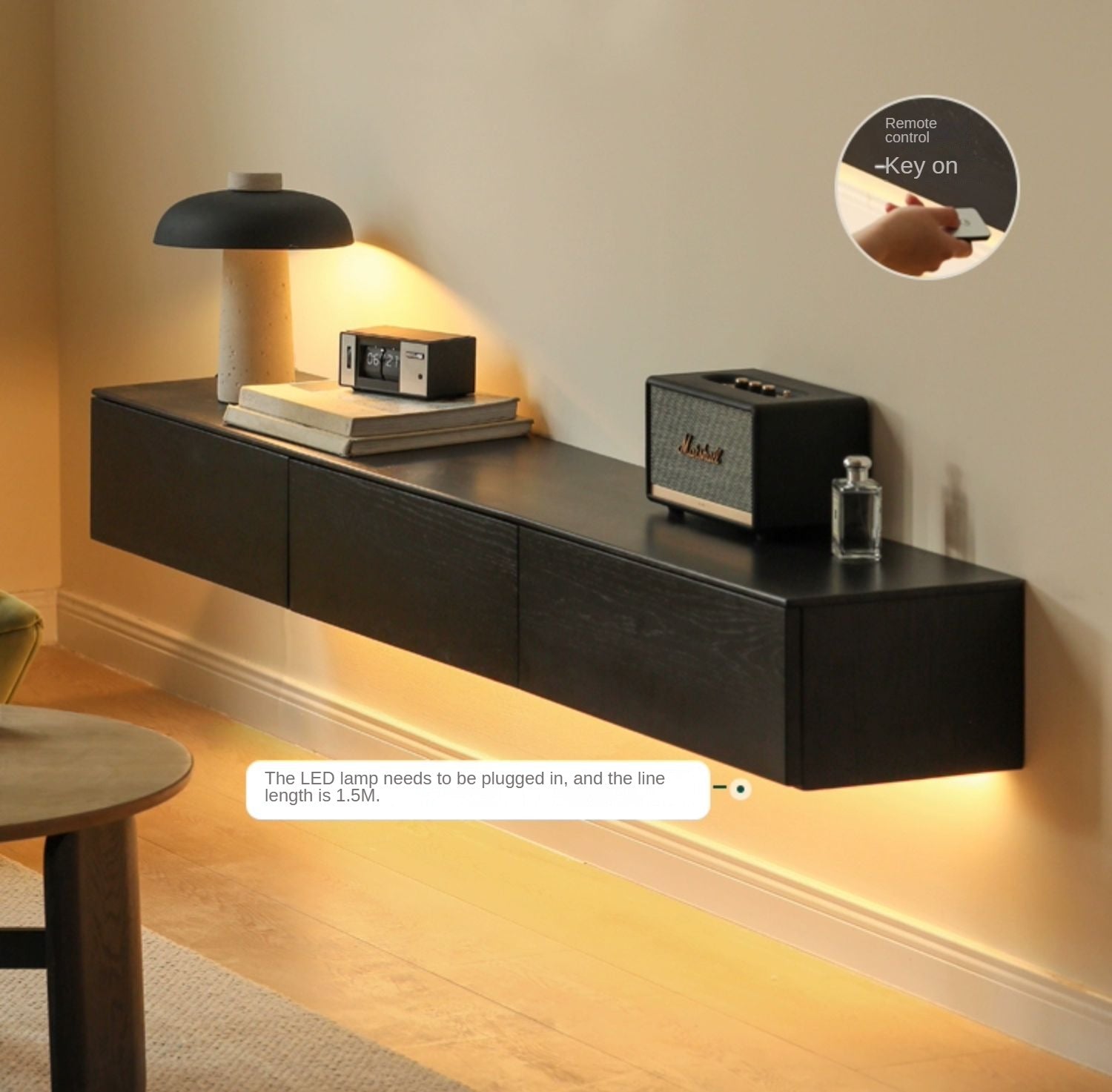 Oak solid wood suspended TV stand modern=