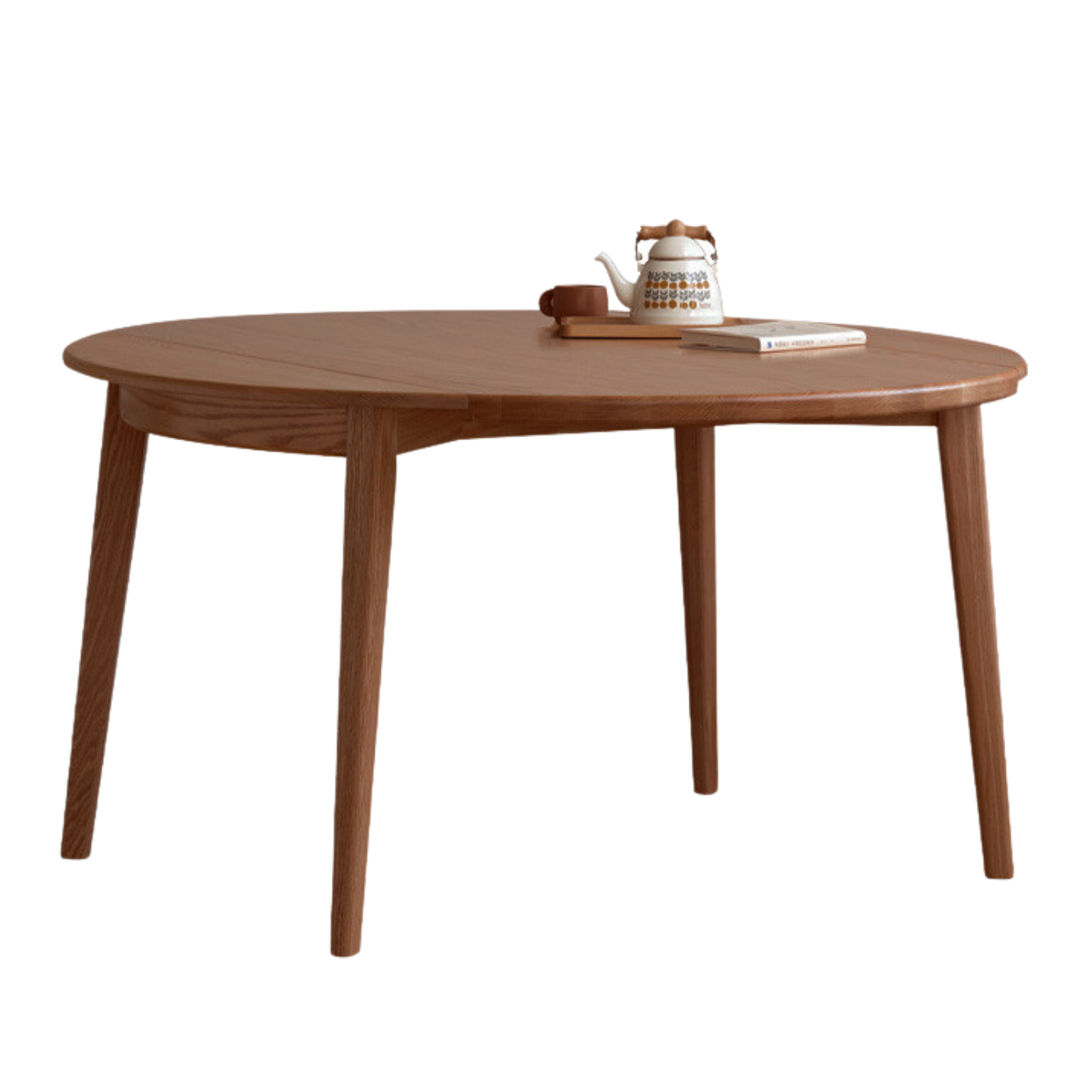 Oak solid wood folding round dining table