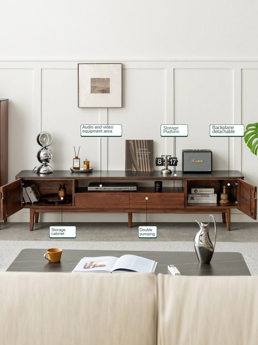 Black Walnut solid wood slate TV stand: