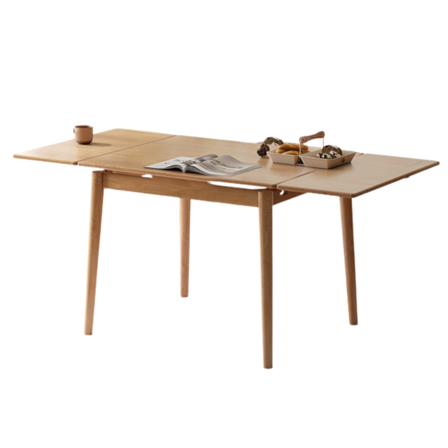Oak solid wood Retractable dining table large tabletop