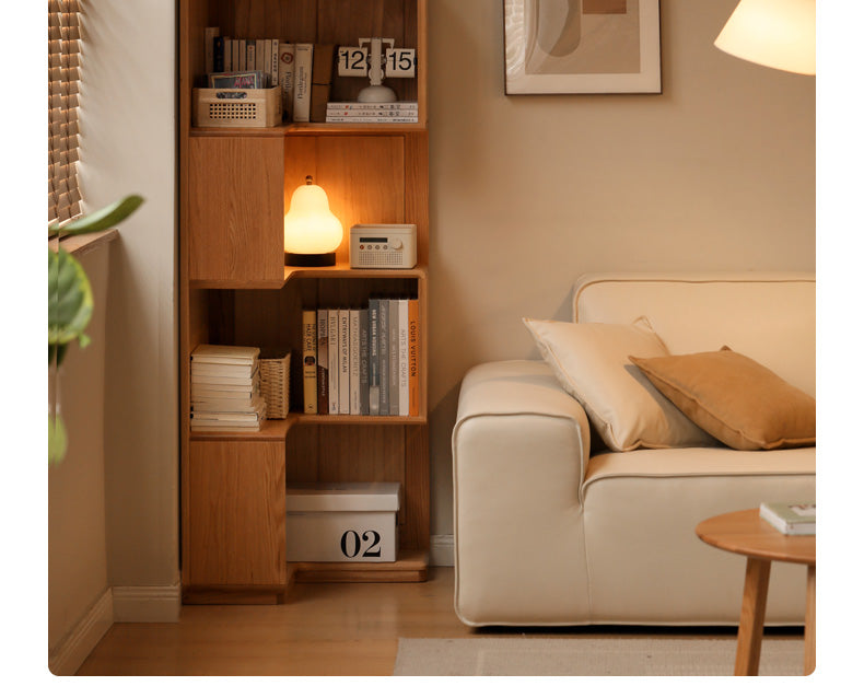 Oak Solid Wood corner bookcase: