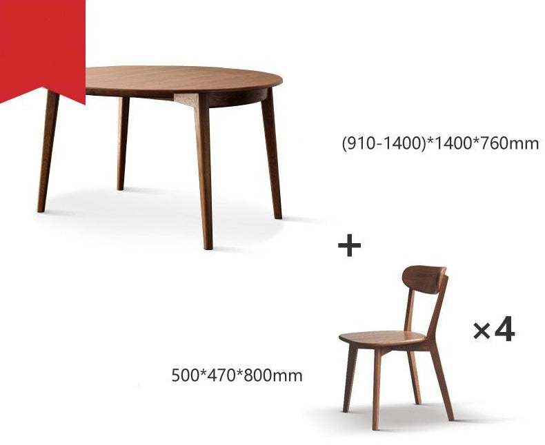 Oak solid wood folding round dining table