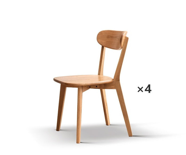 Oak solid wood curved backrest dining chair: