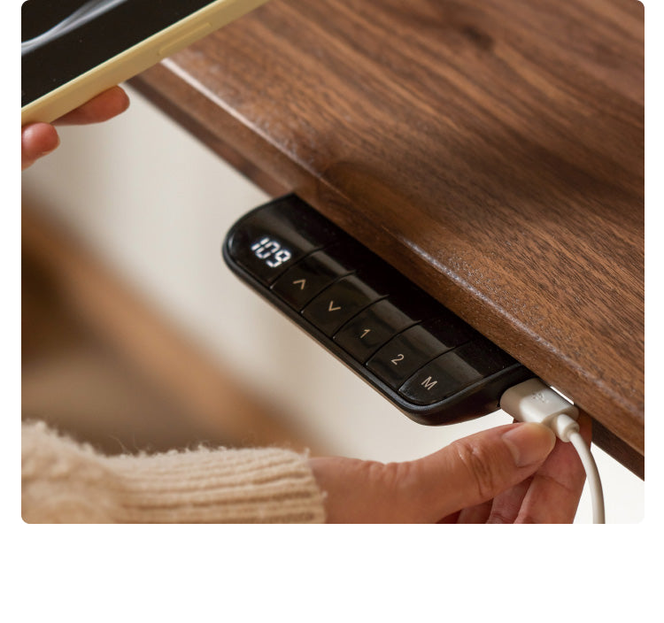 Black Walnut Solid Wood Electric Elevating Desk