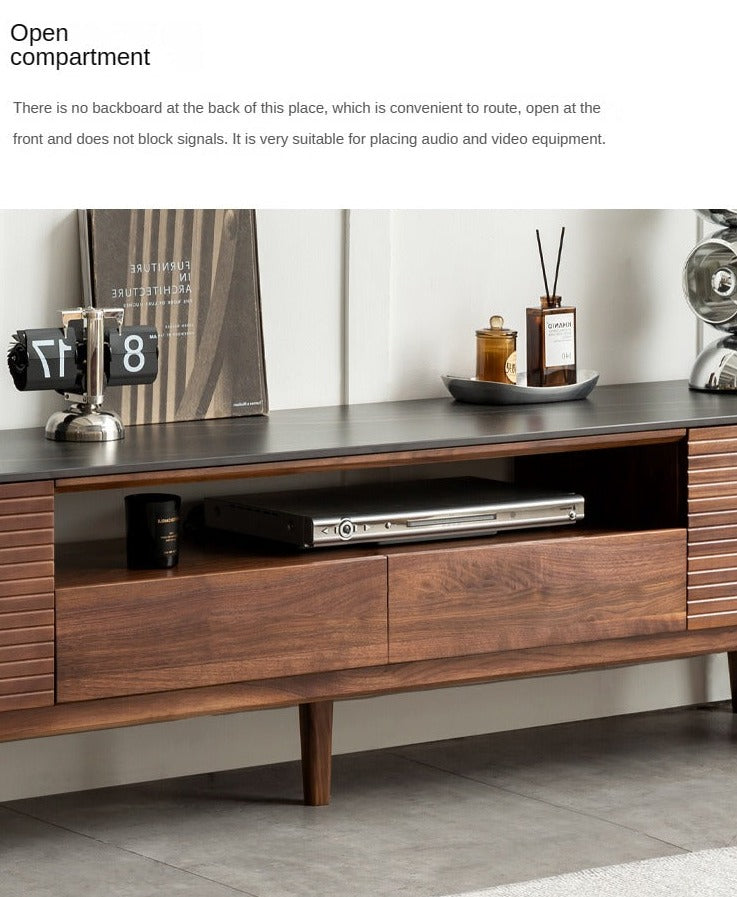 Black Walnut solid wood slate TV stand: