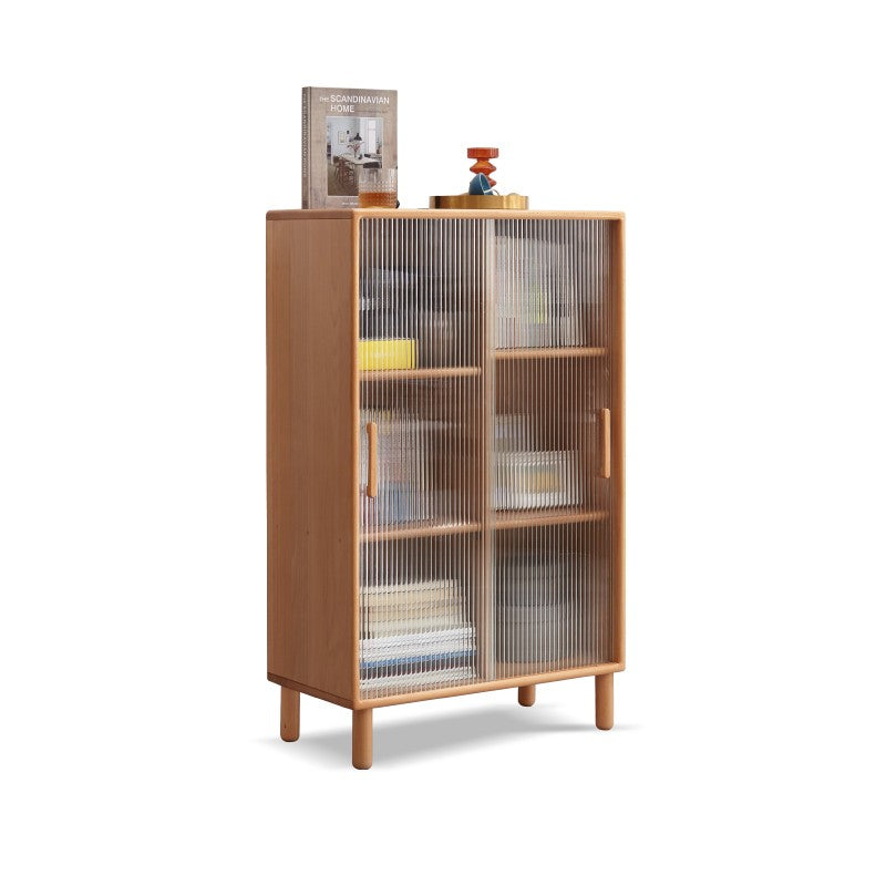 Beech solid wood Sliding Door side cabinet-