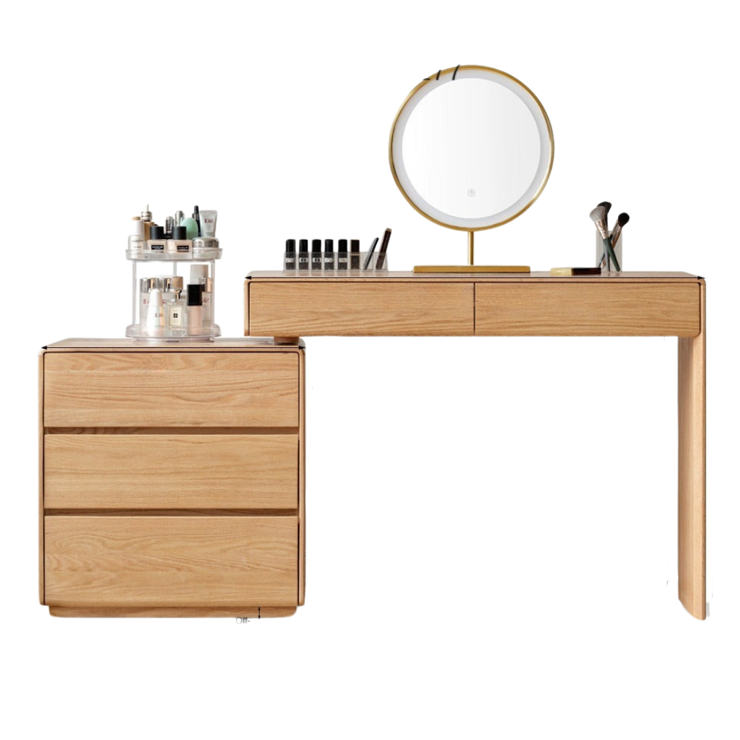 Oak solid wood dressing table storage cabinet retractable: