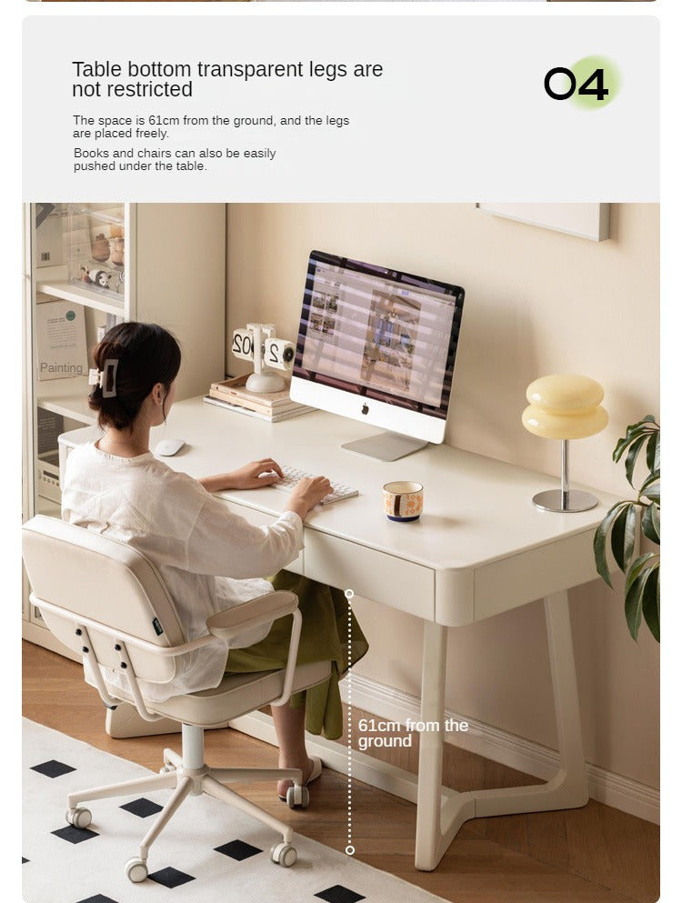 Poplar Solid wood white cream style office desk