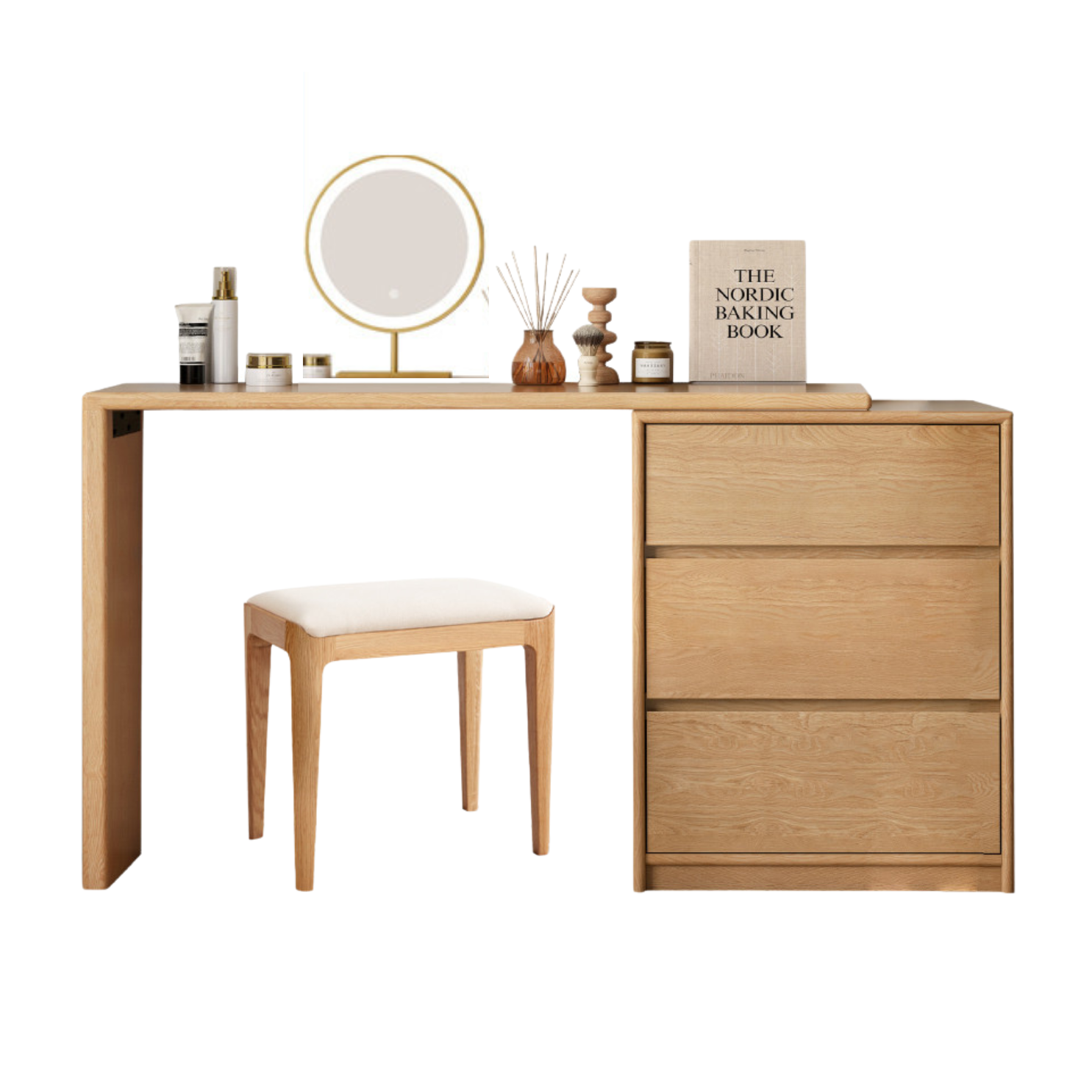 Oak solid wood Dressing table L-shaped corner: