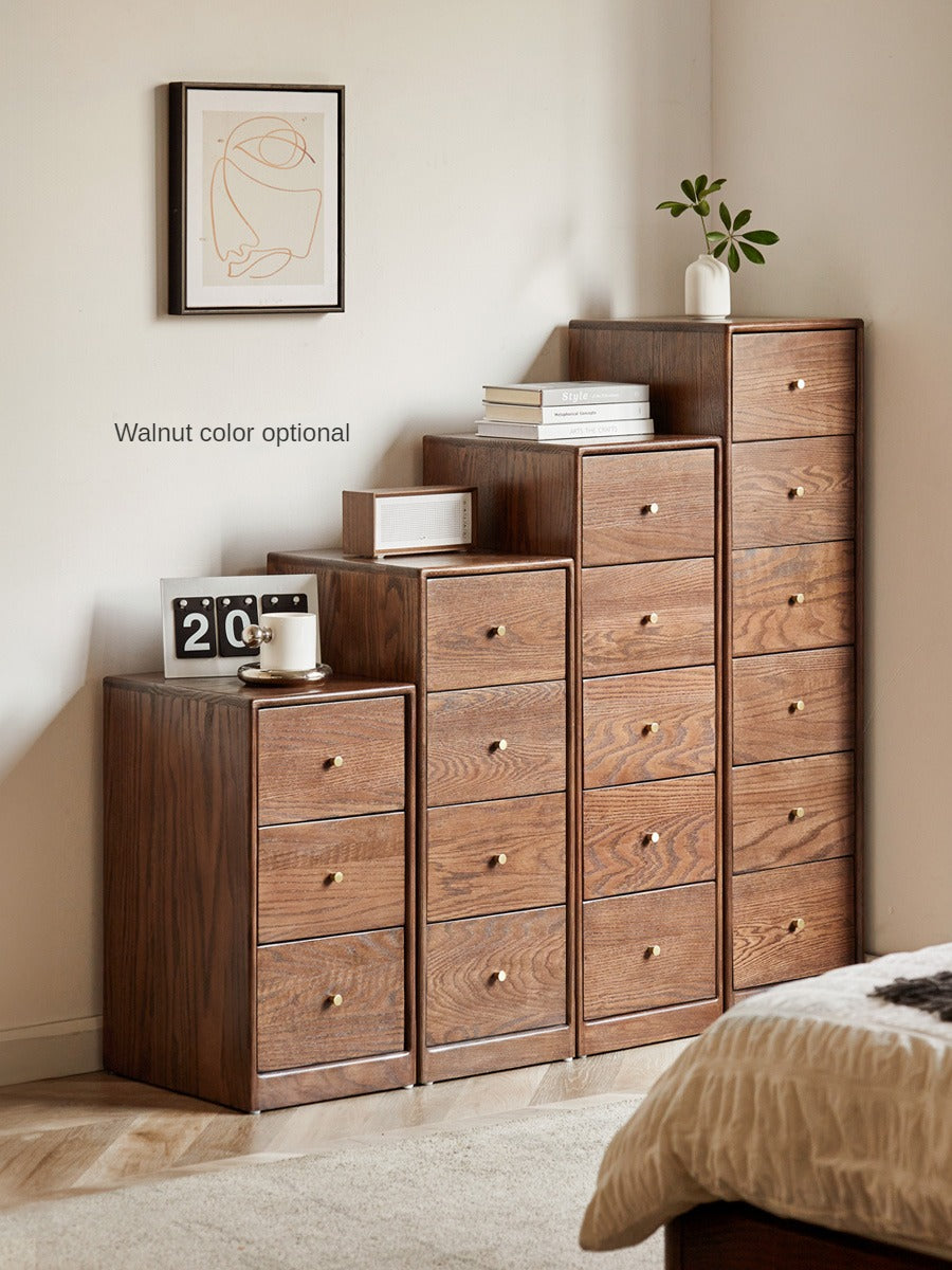 Oak, Beech solid wood side cabinet, multi-functional storage: