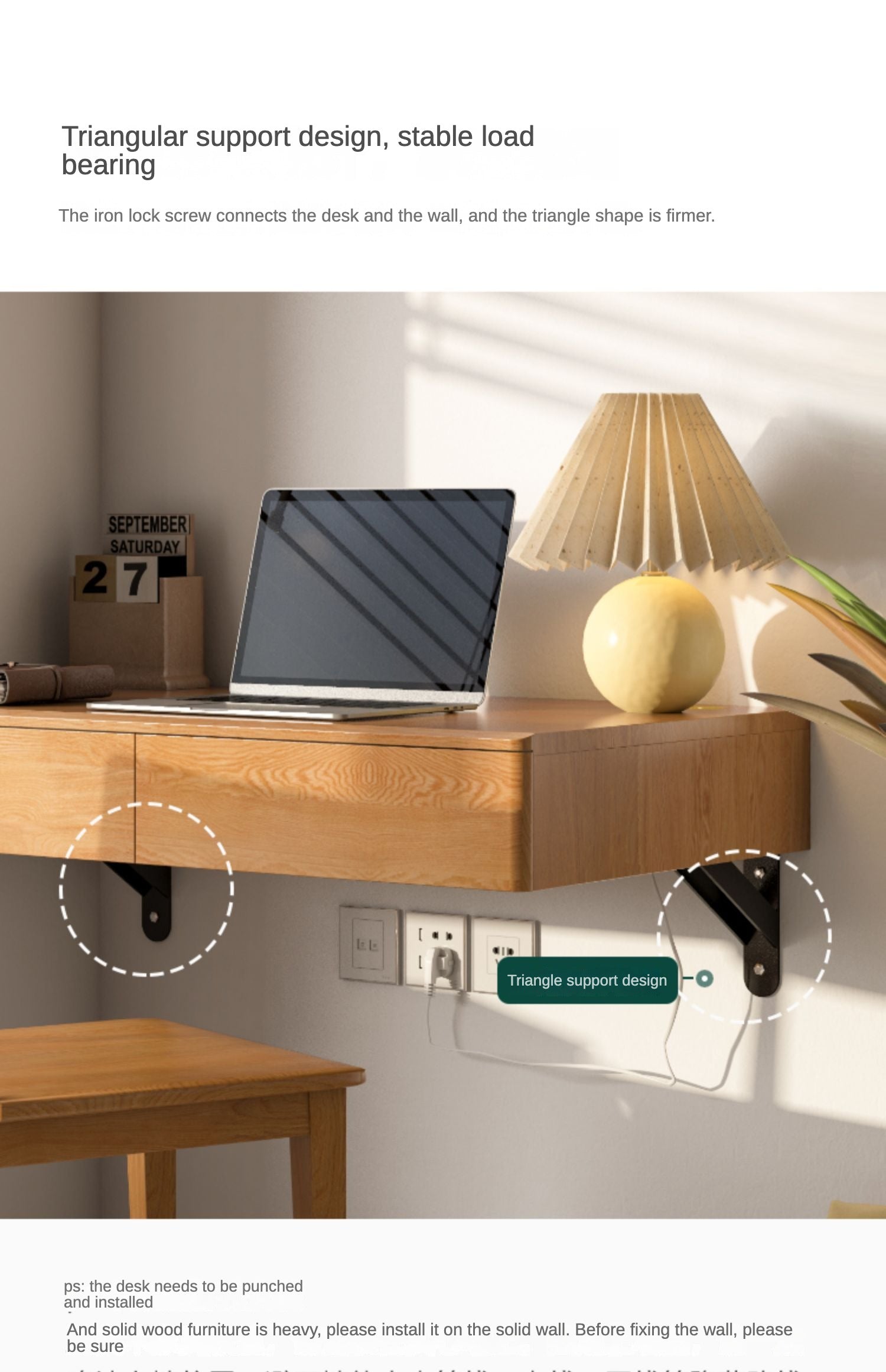 Oak solid wood Hanging office desk )