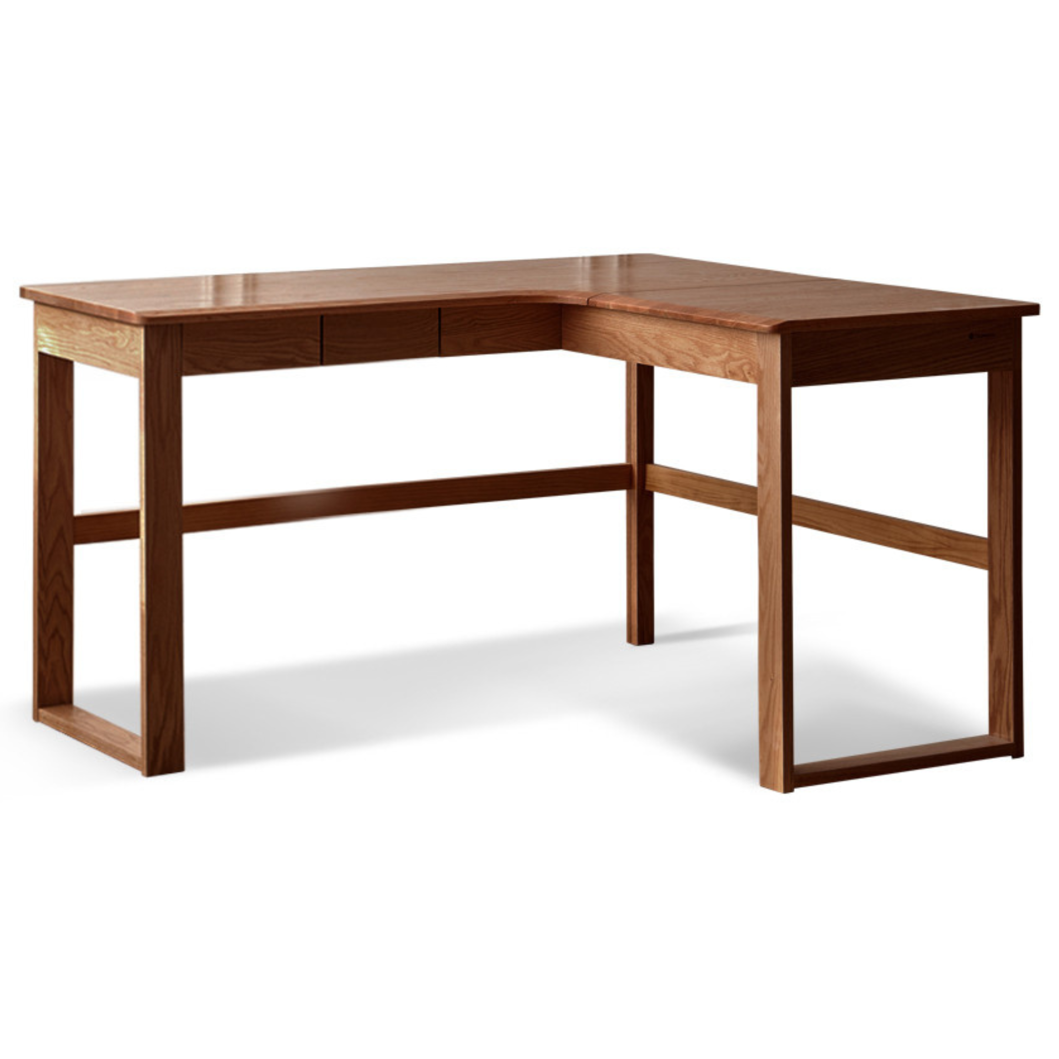 Oak solid wood Office desk with bookshelf