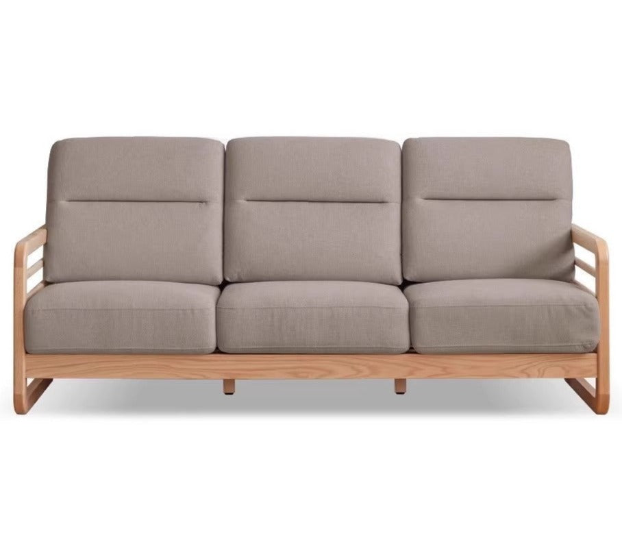 Oak Solid Wood Fabric Sofa)