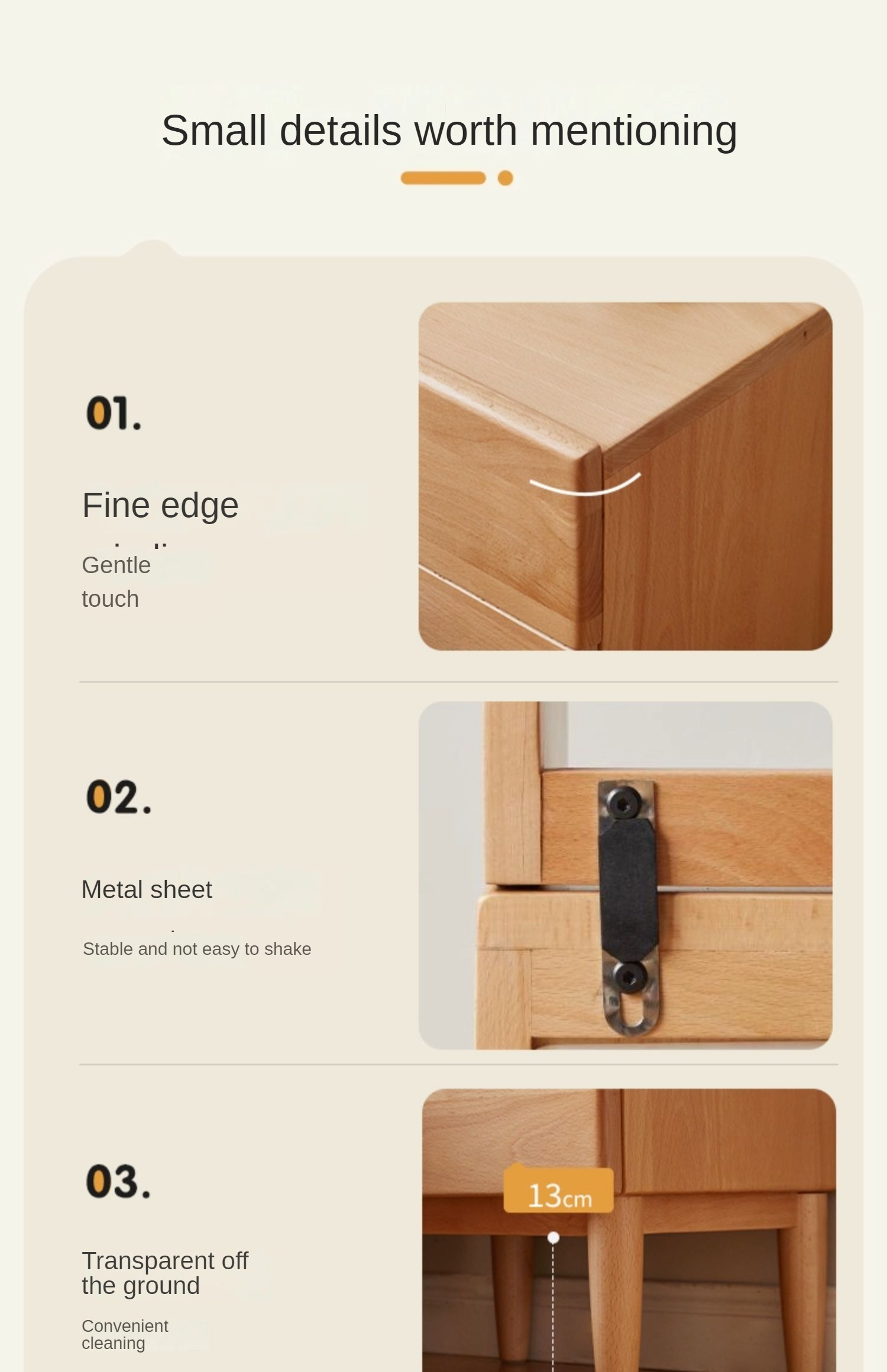 Beech solid wood bedside table and elevated storage rack, bedside ...