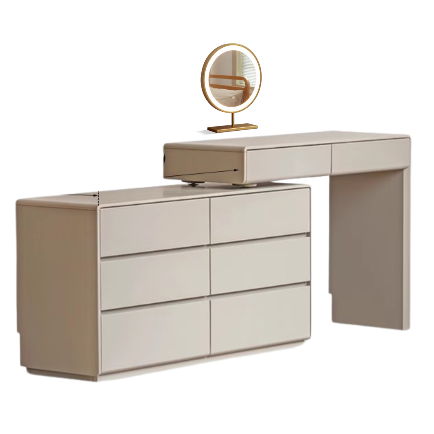 Poplar solid wood L shape Dressing table: