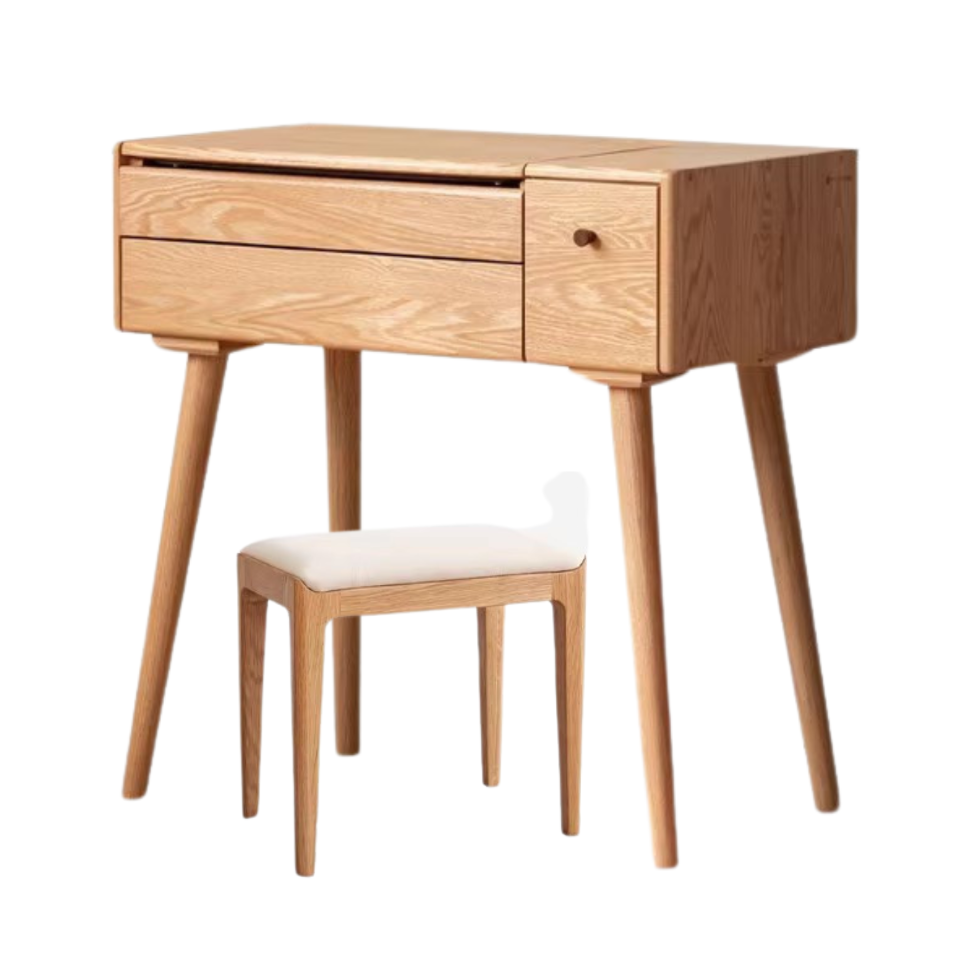 Oak solid wood Dressing table Mirror LED touch light: