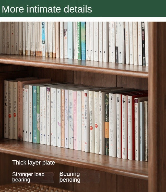 Black walnut solid wood bookcase whole wall free combination bookshelf