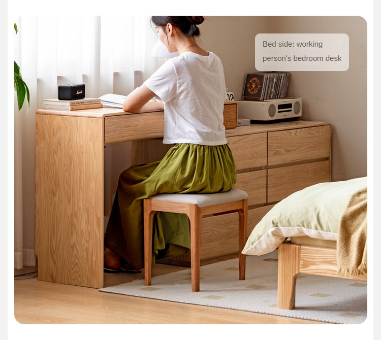 Oak solid wood dressing table storage cabinet retractable: