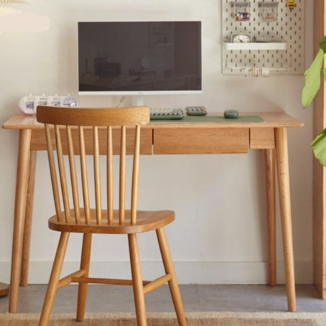 Oak solid wood Office desk spindle-shaped slanted legs: