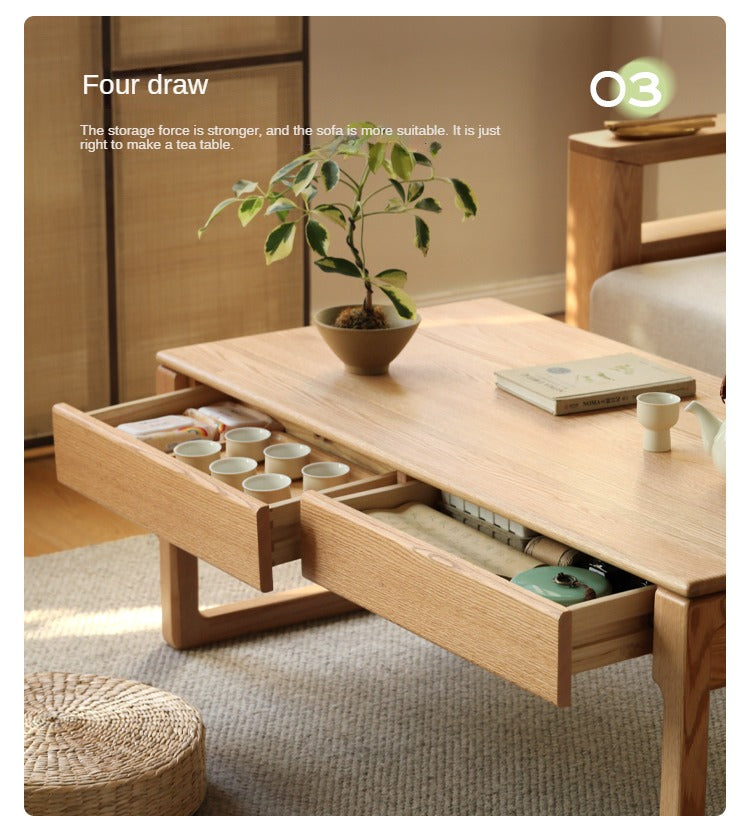 Oak, Black Walnut solid wood Japanese style coffee table